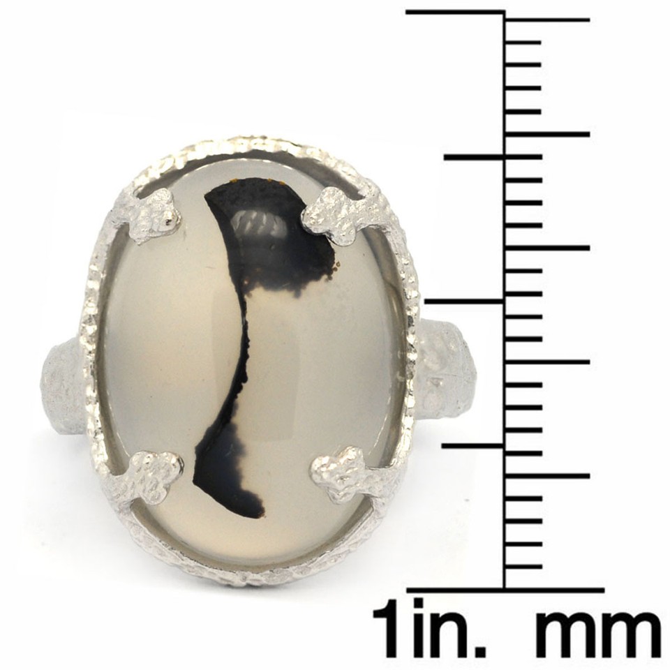 De Buman Natural Agate 925 Silver Ring Size 7 | eBay