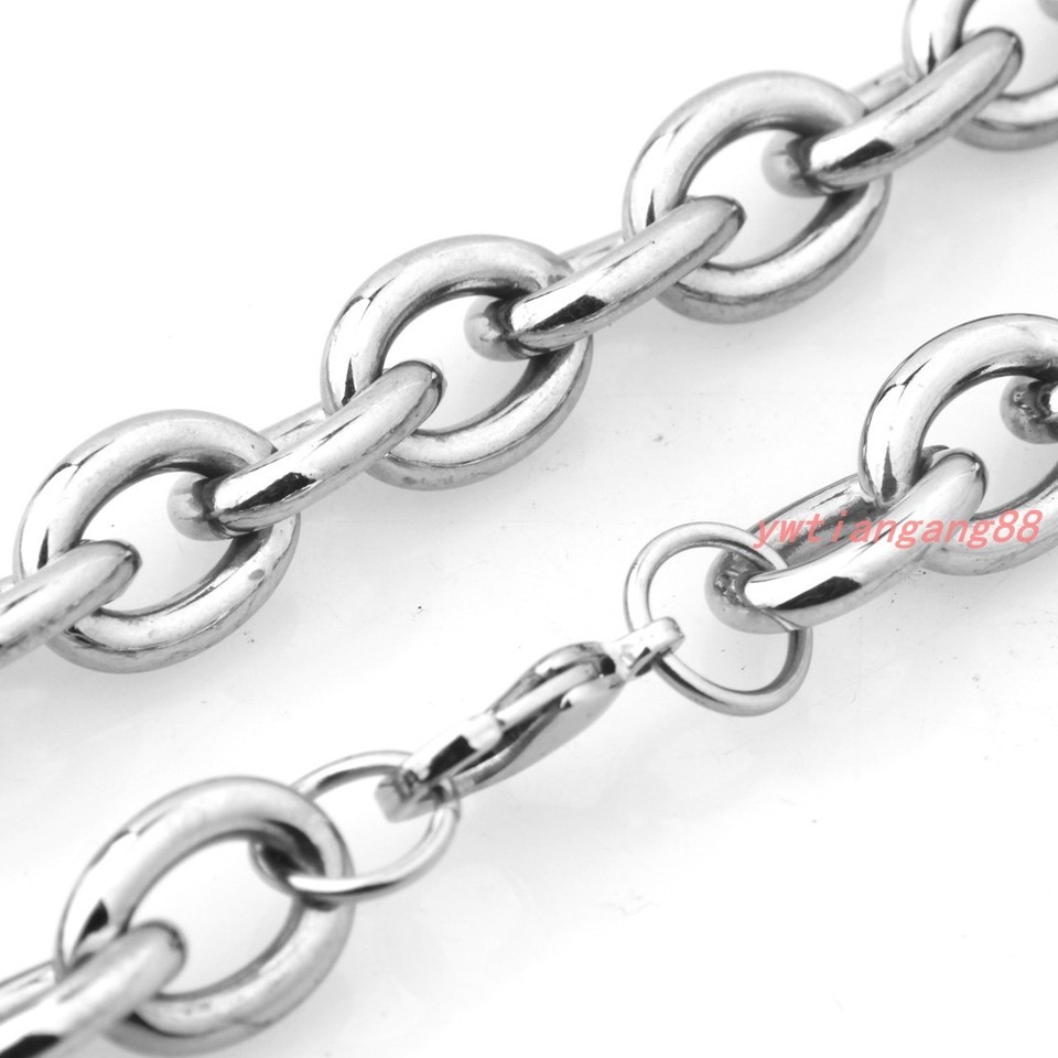 7"-40" Heavy 9/11/13/15mm Mens Stainless Steel Silver Big O Link Chain ...