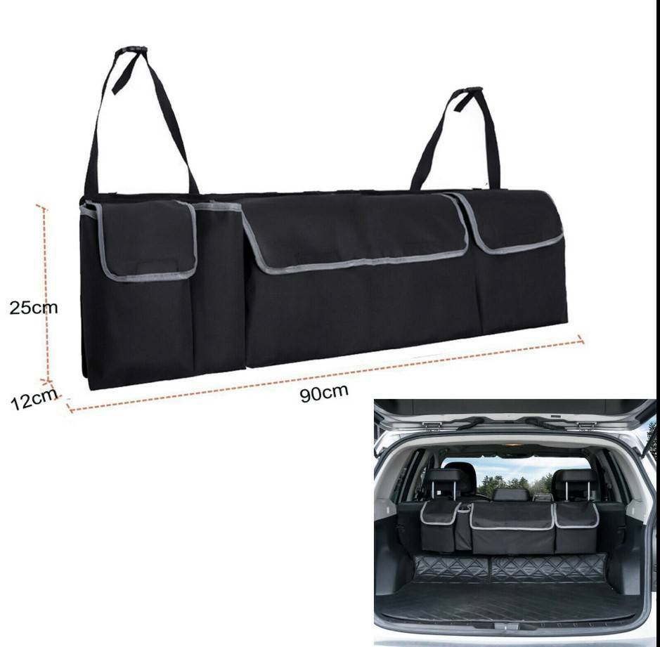 LARGE CAR BOOT TIDY ORGANISER STORAGE BAG POCKET SEAT BACK HANGER ...