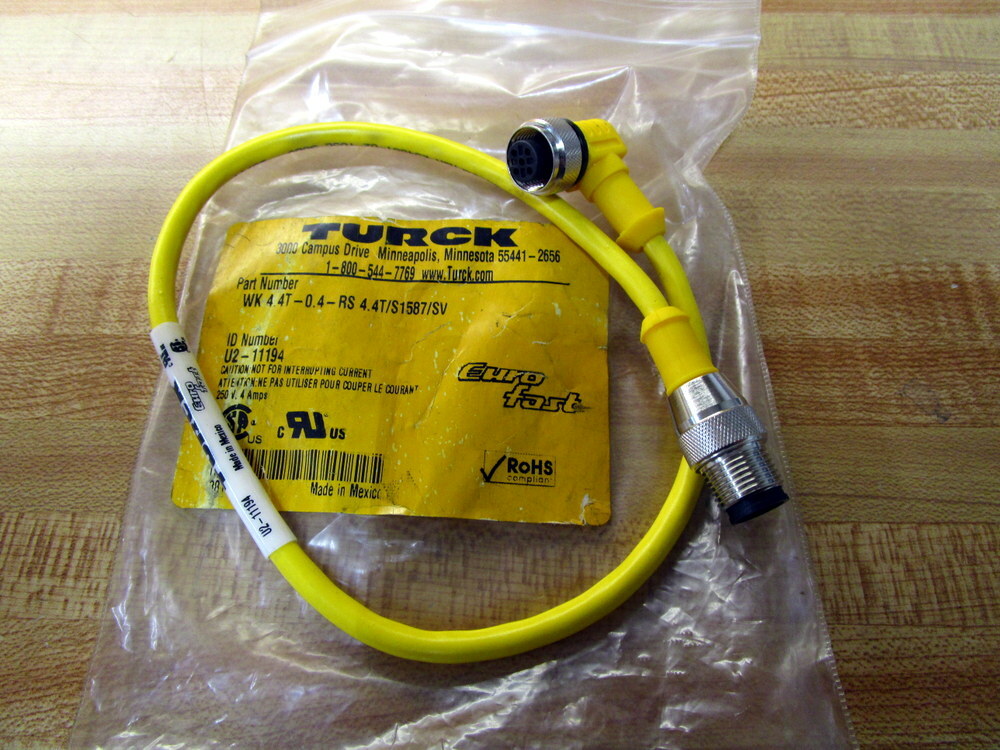 Turck WK 4.4T-0.4-RS 4.4T/S1587/SV Eurofast Molded Cordset U2-11194 | eBay