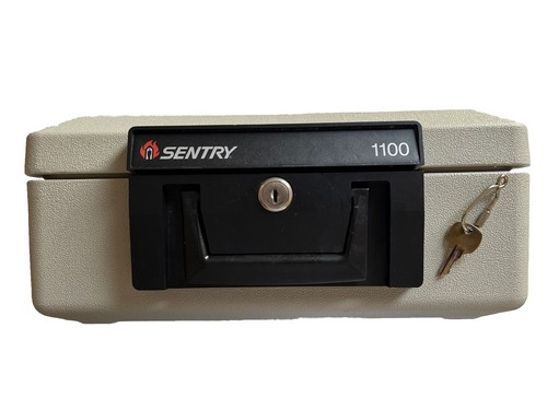 SENTRY SAFE 1100 Portable Fireproof Lockbox With One Key USA Unused Ex ...