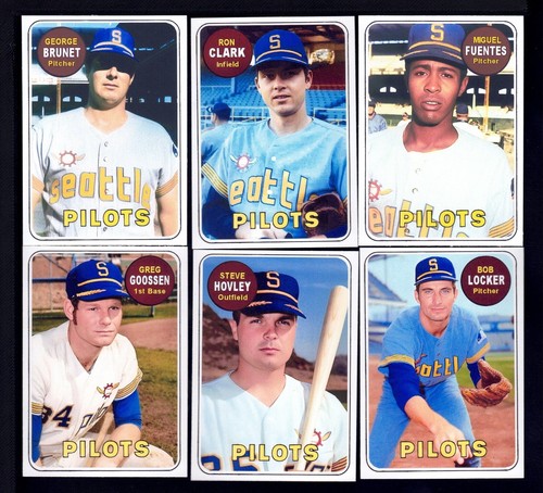 21 - 1969 Seattle Pilots custom cards Hovley, Whitaker, Goosan, Meyer ...