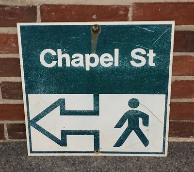 RARE Vintage Metal Chapel Street This Way Sign Unique New York Boston ...