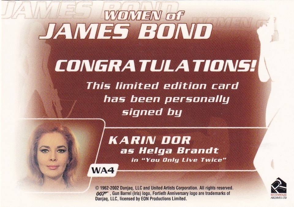 Women of James Bond Autograph Card WA4 Karin Dor as Helha Brandt | eBay