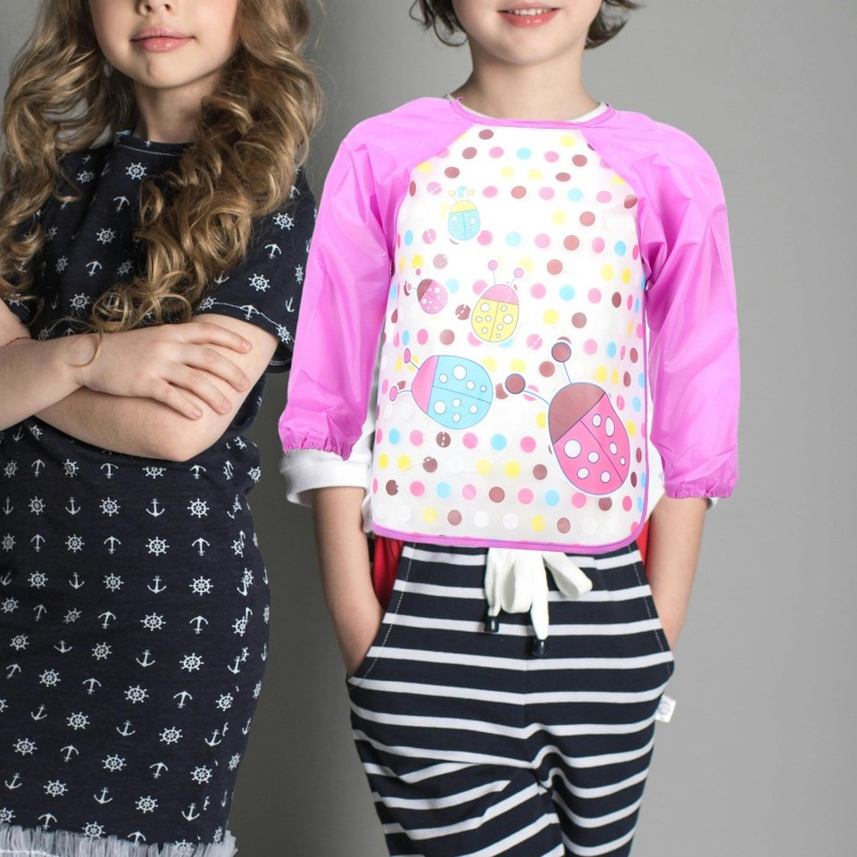 Kids Drawing Apron Adorable Painting Apron Children Drawing Sleeved Bib ...