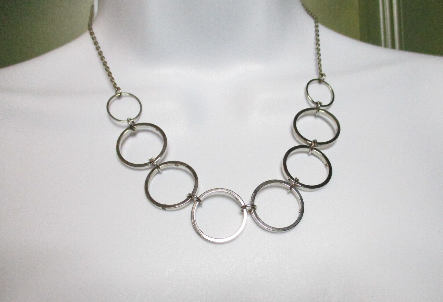 RARE "TENG YUE" SILVER RING LINK CHAIN NECKLACE 17.5 INCH | eBay