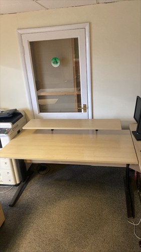 Beige Computer Desk with Monitor Stand | eBay UK