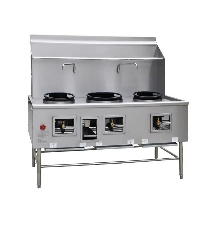 3 Burners 68" W Chinese Wok Range Mandarin Stove W/ Waterfall Natural ...