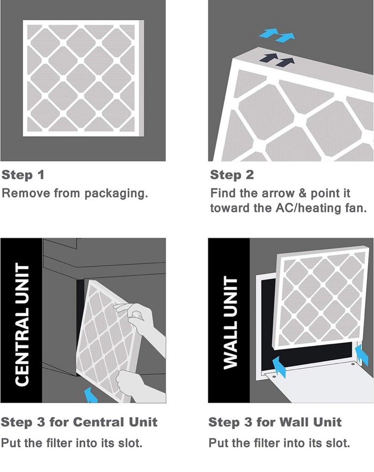16x20x4 MERV 8 Pleated AC & Furnace Air Filters,HVAC,MPR 800,FPR 5,NEW ...
