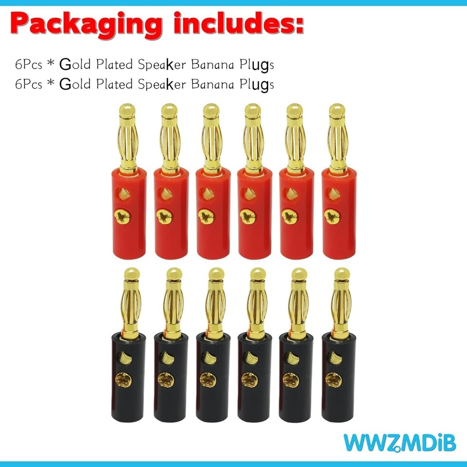 4Mm Banana Plugs Stackable Connectors for Speaker Wire (12Pcs/6Pair ...