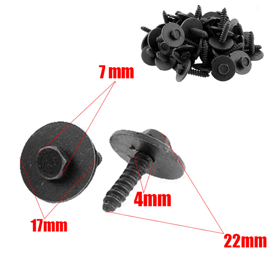 50 PCS Car Body Fender Metal Screws Bumper Moulding Retainer Clips ...