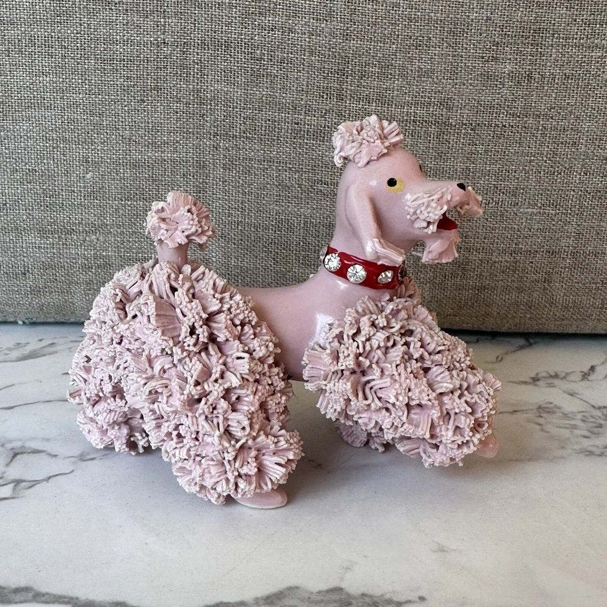 Standing Ceramic Poodles With Rhinestones