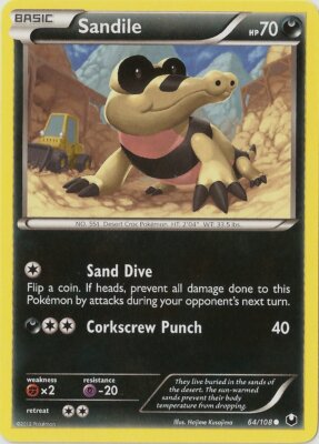 Pokemon - Sandile - 64/108 - Common - BW - Dark Explorers - NM | eBay