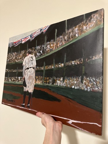 Babe Ruth Painting Farewell at Yankee Stadium Baseball Art autographed ...