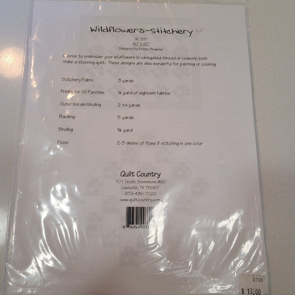 Quilt Country Wildflowers Stitchery by Krissy Brawner 80 x 97 New Quilt ...