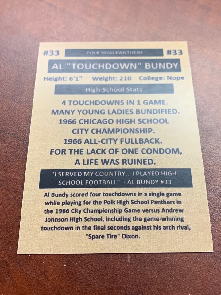 Al Bundy Polk High Football Card | eBay