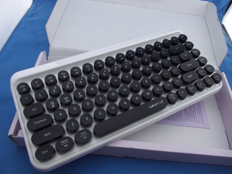 UBOTIE Wireless Bluetooth Keyboard, 84-Key, Cool Retro Round Keycaps ...