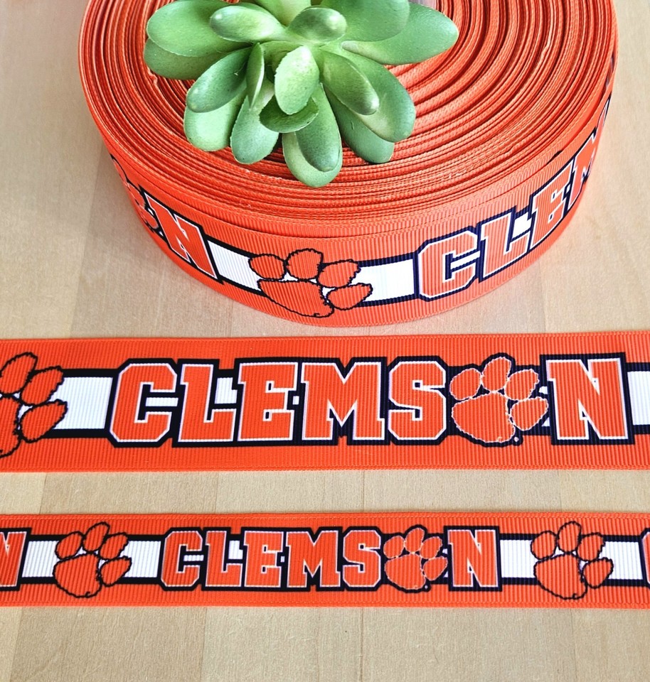 7/8 & 1.5" (1 YD) Clemson University Grosgrain Ribbon Clemson Tigers ...