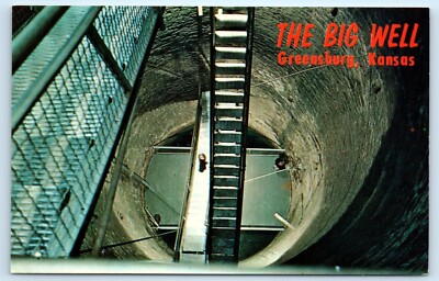 POSTCARD The Big Well Greensburg Kansas Largest Hand Dug Well | eBay