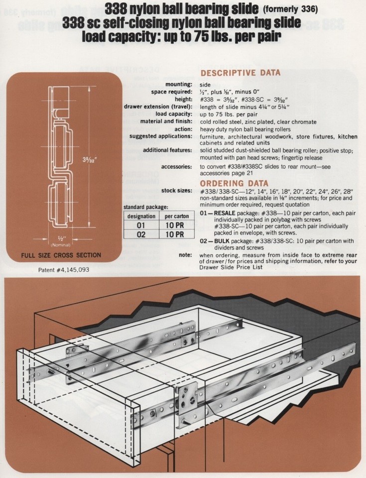 GRANT REPLACEMENT DRAWER SLIDE #336-16" CABINET LEFT (CL PART ONLY) | eBay