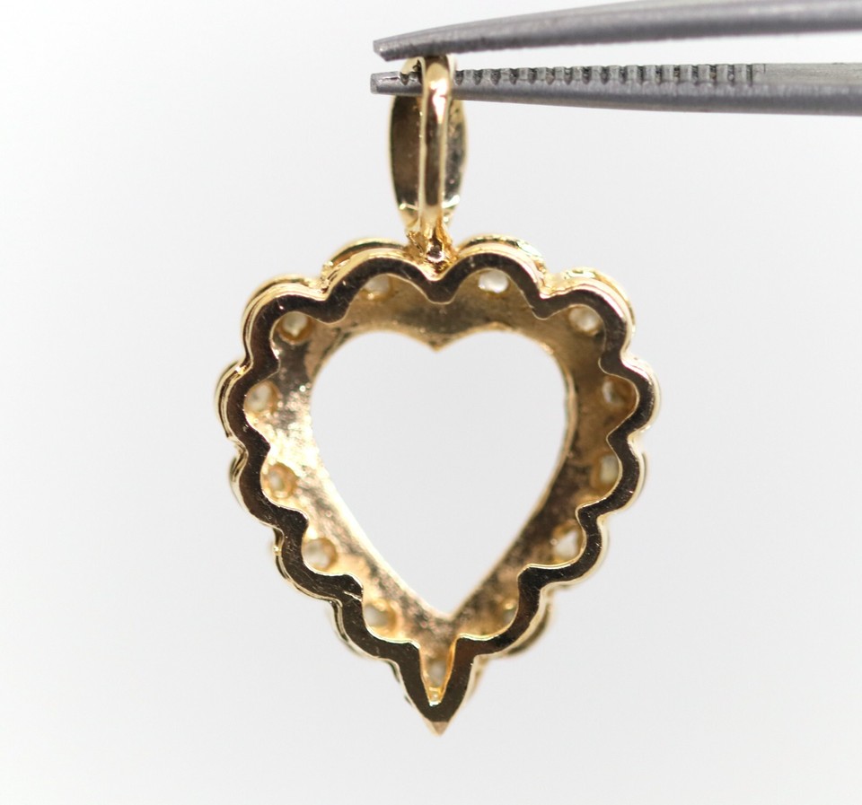 14kt - 585 Yellow Gold Pendant Heart Shape + 13 Diamonds approx. 0.2ct ...