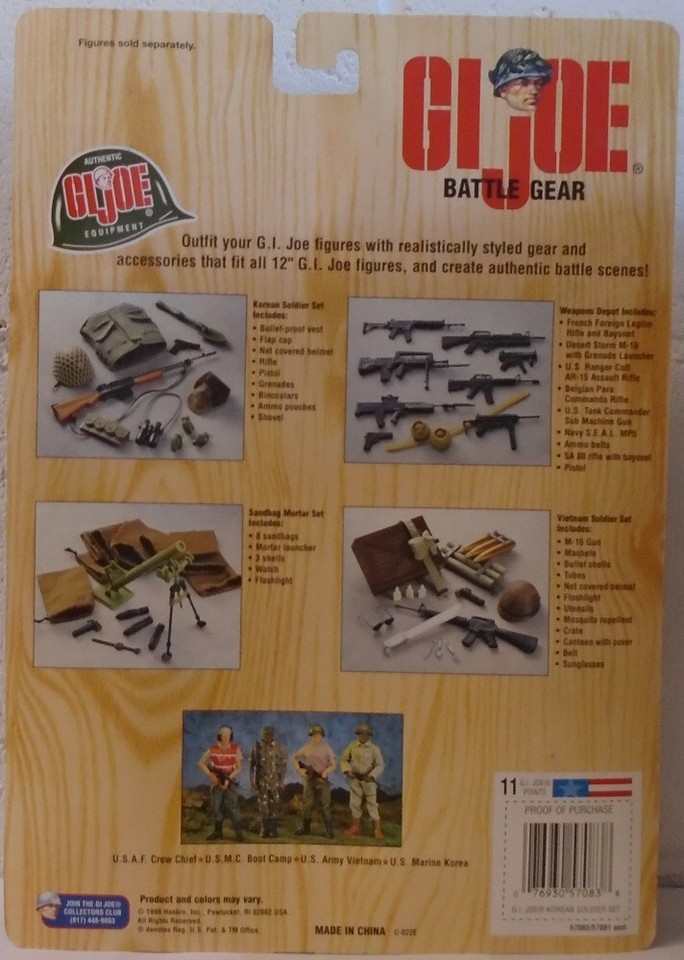GI Joe Korean Soldier Set Battle Gear Helmet Bullet Proof Vest Flap Cap ...