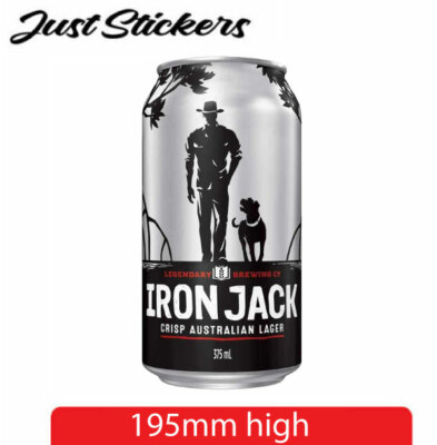 IRON JACK Beer Can Car Sticker decal man cave sticker , bumper sticker ...