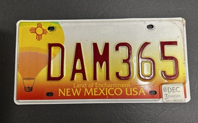 DEC 2003 NEW MEXICO LAND OF ENCHANTMENT HOT AIR BALLOON LICENSE PLATE # ...