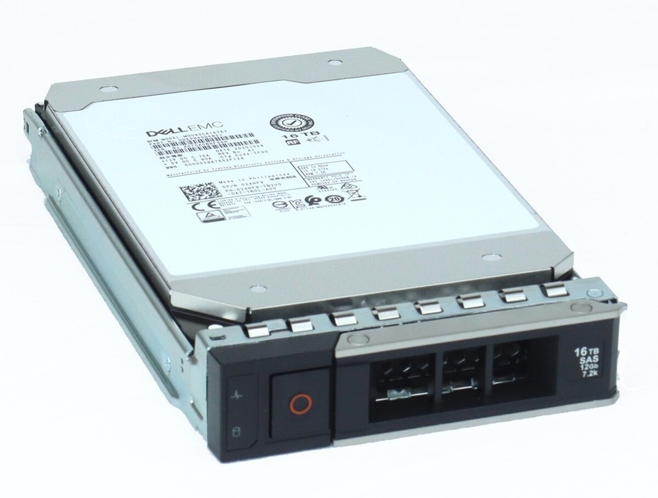 Dell EMC 24HF9 MG08SCA16TEY 16TB SAS 12Gbps 512e 7.2K 3.5" Hard Dive w ...