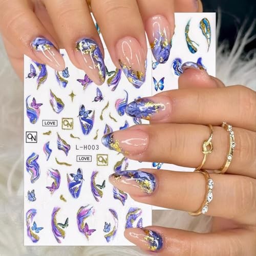 6 Sheets Marble Nail Art Stickers Decals 3D Self Marble Nail Stickers-2 ...