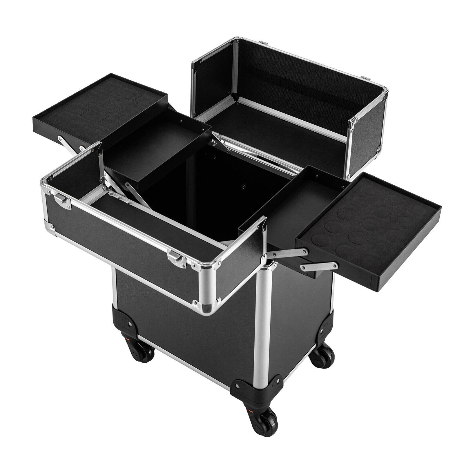 Rolling Aluminum Alloy Makeup Train Case Cosmetic Trolley Storage ...