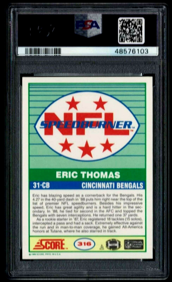1989 SCORE RC #316A ERROR - ERIC THOMAS - BENGALS - PSA 9 MINT ROOKIE ...