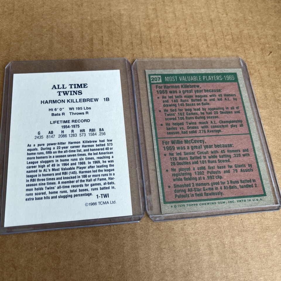 HARMON KILLEBREW 1975 Topps MVP #207 & 1986 TCMA All Time #1-TWI Cards ...
