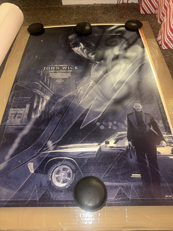 John Wick 4 Keanu Reeves Yvan Quinet AP Dull Silver Poster 24x36 SIGNED ...