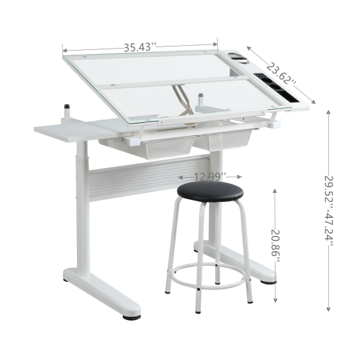 hand crank adjustable drafting table drawing desk with 2 | eBay
