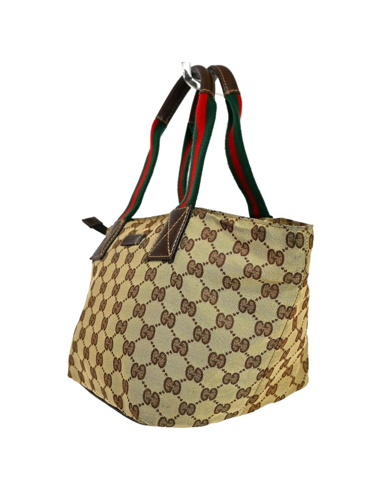 Pre Loved Gucci Beige Canvas Trapezoid Handbag with Signature Pattern ...