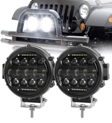 2x 7Inch LED Pods Work Light Bar Round Driving Fog Headlights Truck Off ...