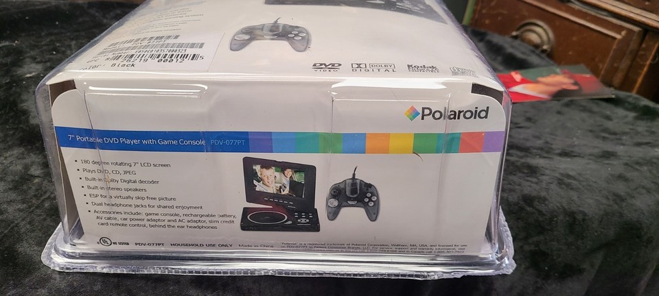 POLAROID PDV-077PT 7" Portable DVD Player With Game Console Black New ...