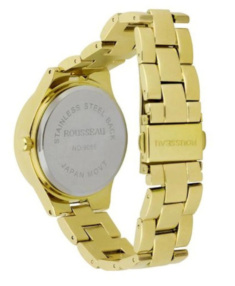 NEW Rousseau 9056 Rene Swarovski Bezel Yellow Gold Tone Bracelet Watch ...