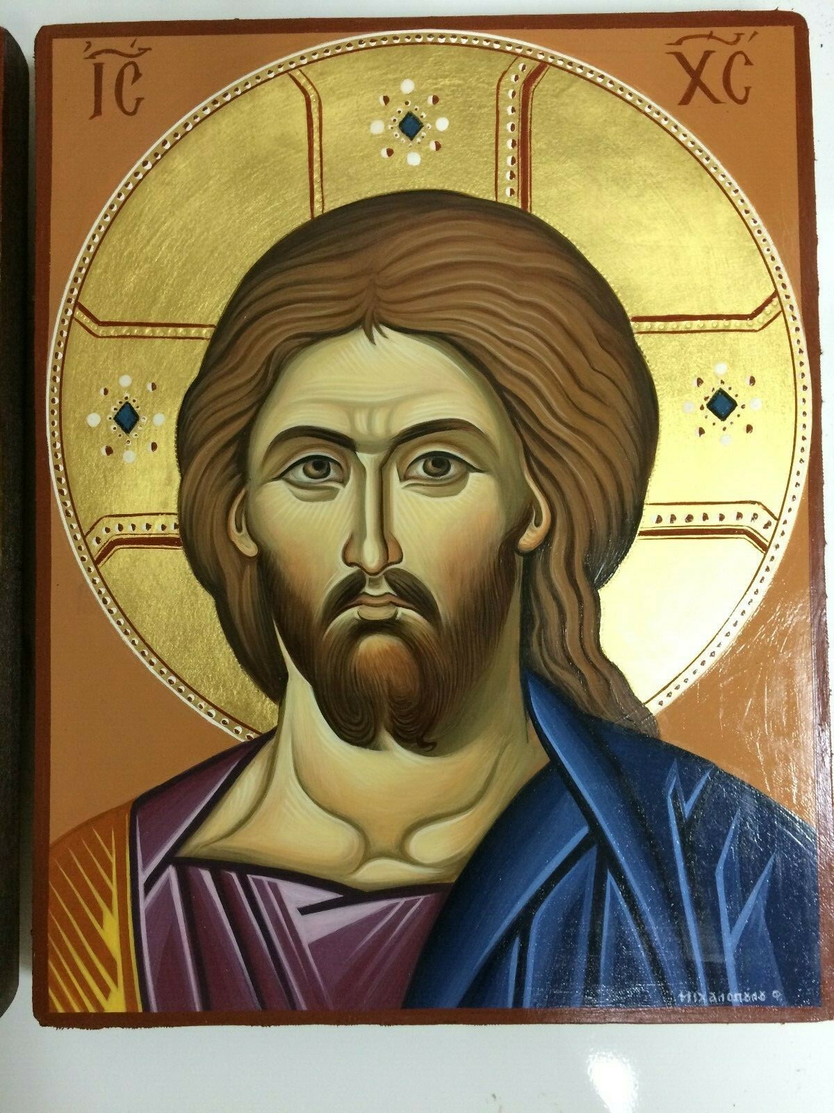 Jesus Christ Emanuel Panselinos detail Orthodox Byzantine icon wood ...