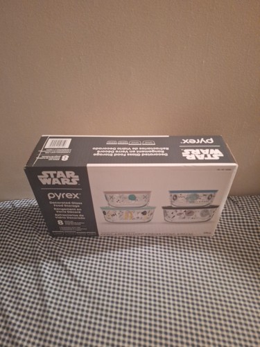 FACTORY SEALED Pyrex STAR WARS Glass Storage Set 8 Piece R2-D2 Yoda ...