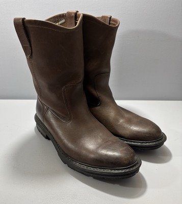 Wolverine Pull On Work Boots Leather Durashock Size 10 Vibram Sole | eBay