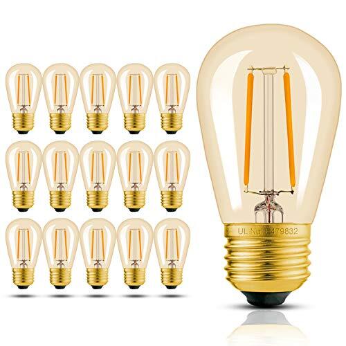 15 Pack 2w Dimmable Led S14 2200k Warm Filament Bulbs Medium Base e26 ...