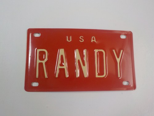 NAMEPLATE BICYCLE LICENSE PLATE RANDY 1950'S RED VTG | eBay