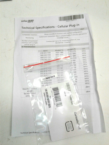 SolarEdge CELL-B-R05-US-S-S2 Cellular GSM Plug-In Kit With Sim Card | eBay