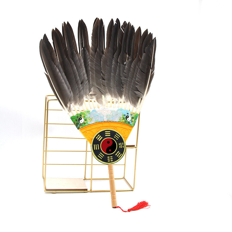 Kongming Fan Ancient Chinese Zhuge Liang Black Feather Wood Hand Fan ...