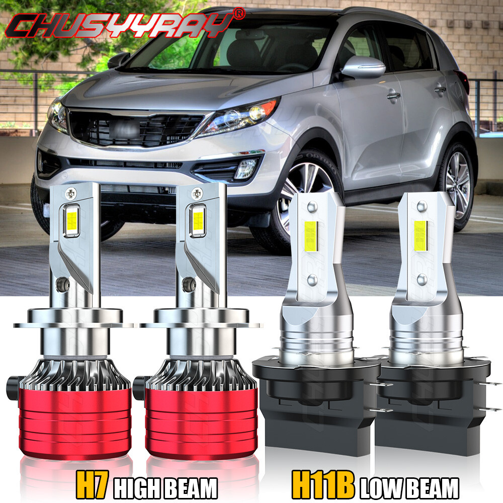 For Kia Sportage 2011-2016 -4x H7 H11B LED Headlight High Low Beam ...