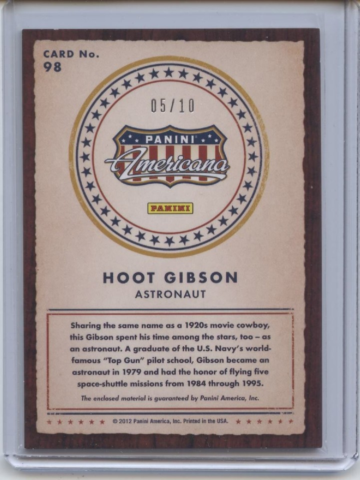 2012 Americana Hoot Gibson Gold Proof SP Relic #05/10 Astronaut ...