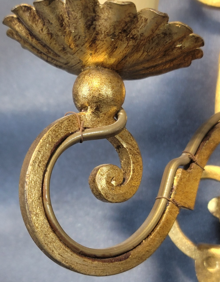 Pair of Ciani Gold Painted Metal French Scroll Style Sconces | eBay