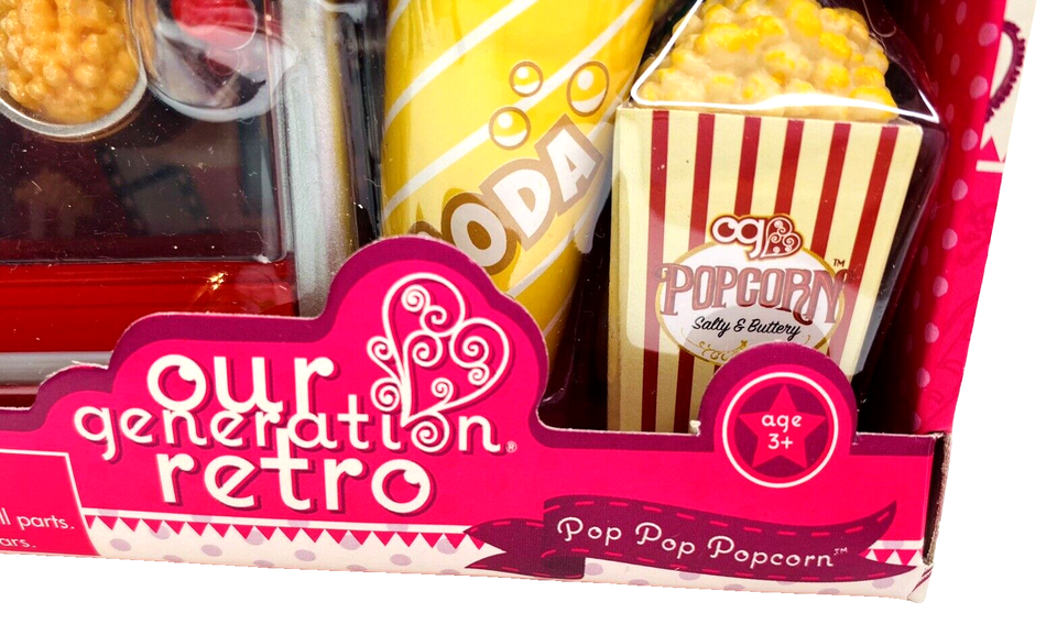 NIB Our Generation Retro Pop Pop Popcorn Gift Set Kitchen 18" Dolls ...